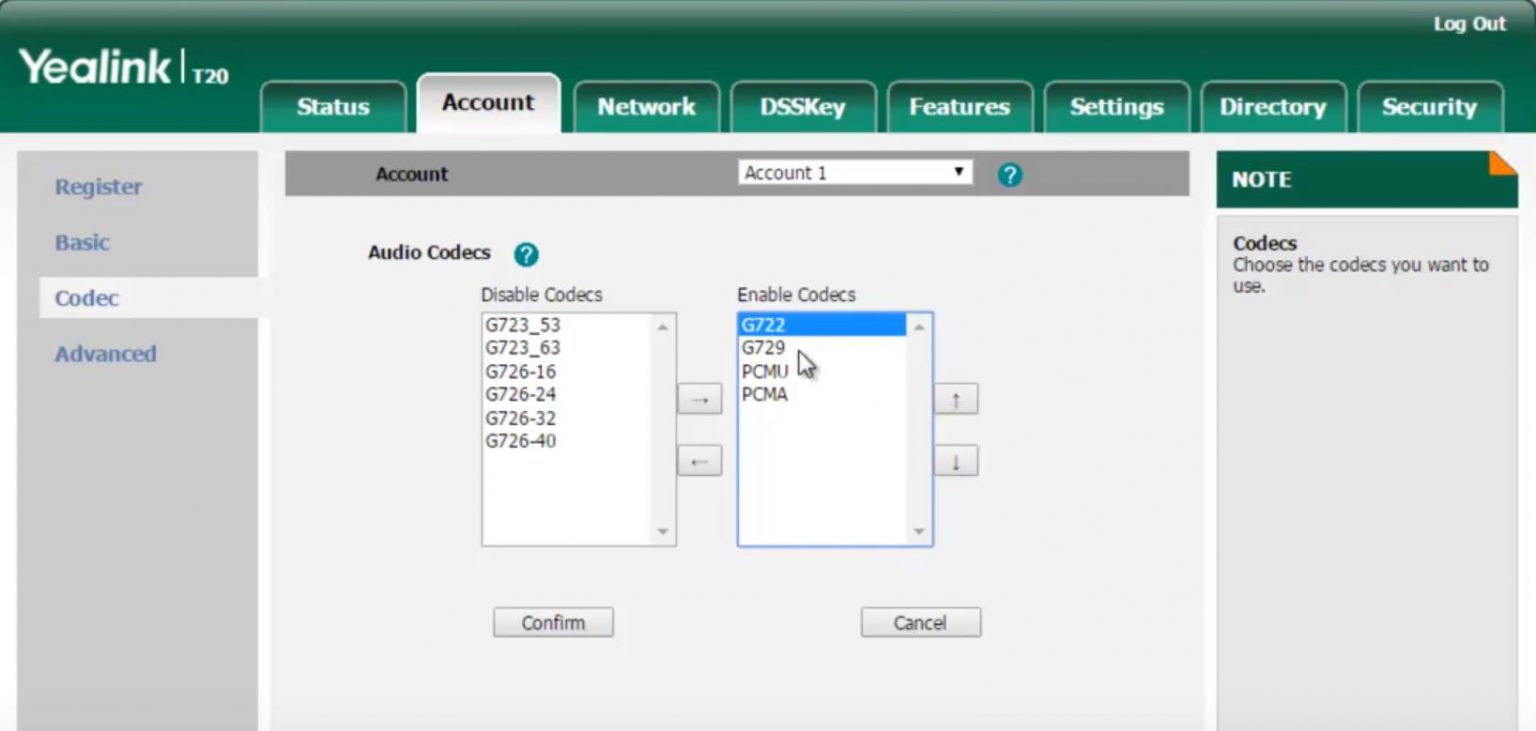 راه اندازی تلفن تحت شبکه yealink ، کدک مناسب برای تلفن یالینک